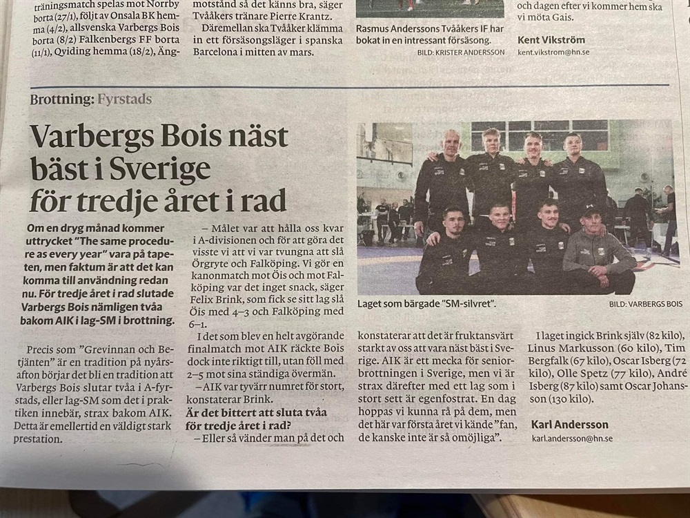 Tidningsartiklar om Fyrstads / Varbergs BOIS BK - Svenskalag.se